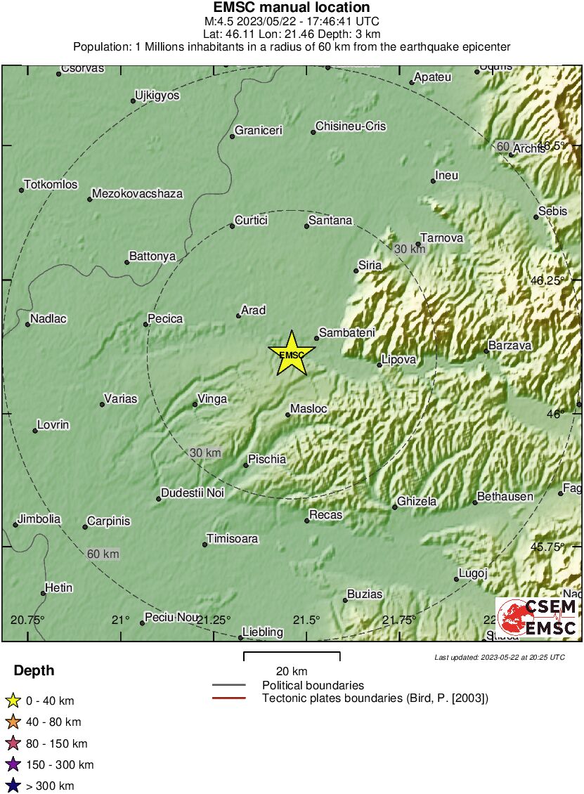 Cutremur moderat cu magnitudinea de 4,7 grade in Banat (judetul Arad ...