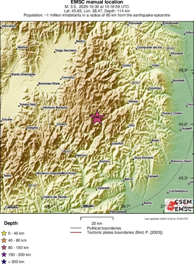 Cutremur minor cu magnitudinea de 3,6 grade in regiunea Vrancea ...