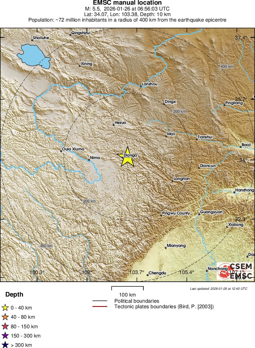 Cutremur moderat cu magnitudinea de 5,5 grade in China – Cutremur.net